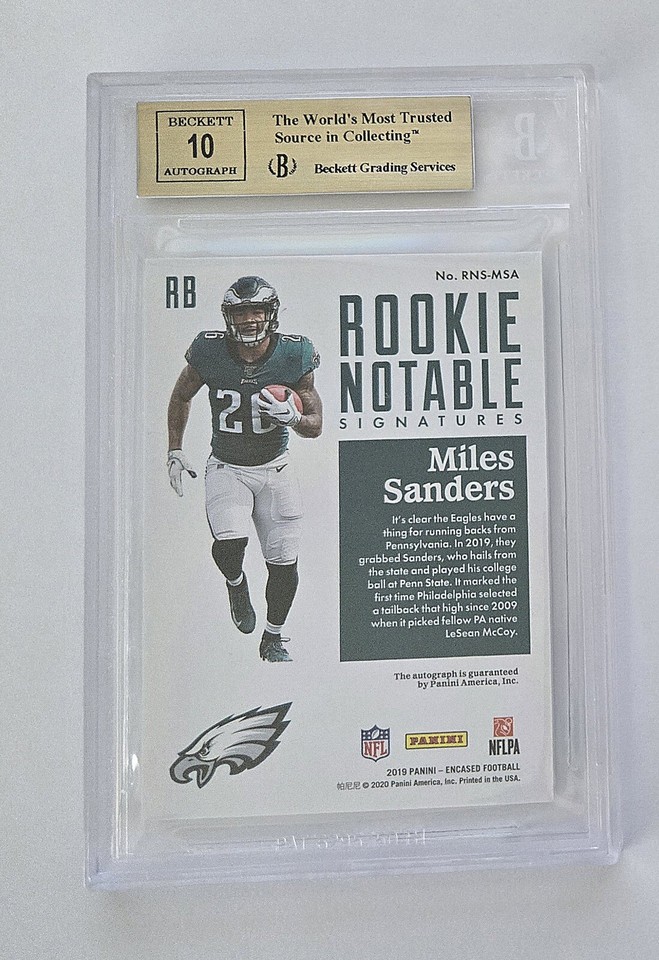 Miles Sanders 2019 Panini Encased Rookie Notable Signatures 05/35 BGS ...