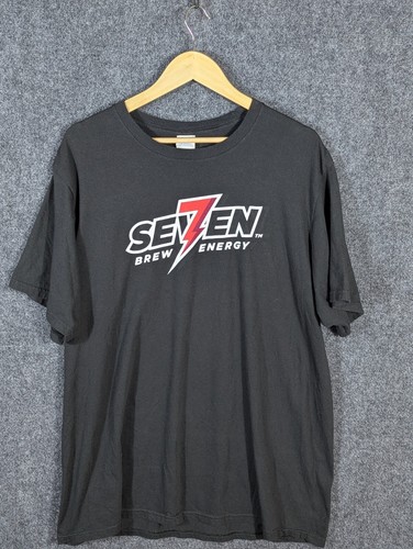7 Brew Coffee T-Shirt ~ Black & Red Seven Lightning Bolt Energy Logo ...
