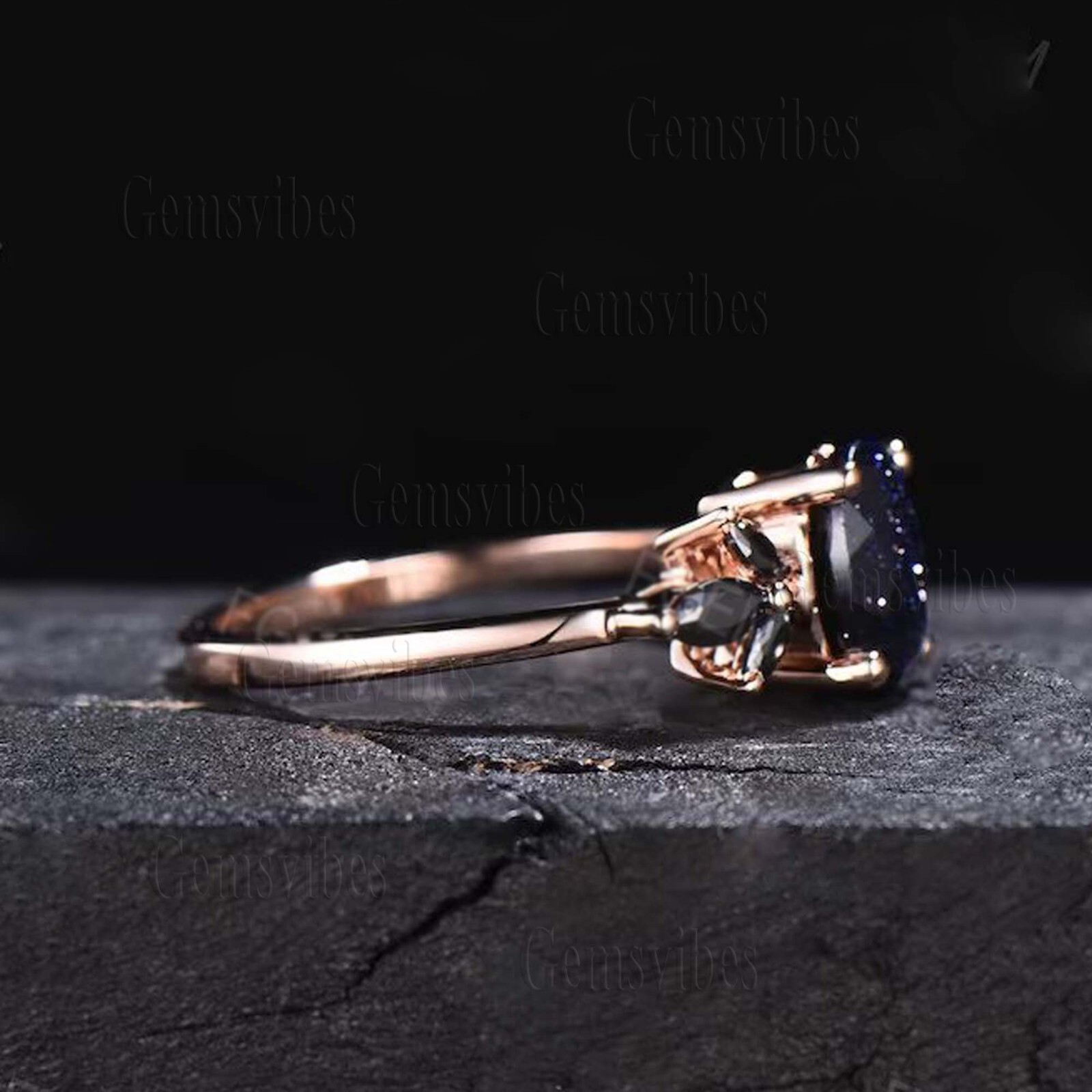 Unique Blue Sunstone Onyx Ring 925 Sterling Silver Proposal Ring Gift ...