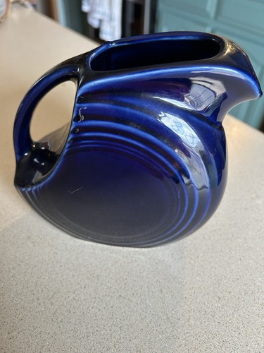 Vintage Fiesta Disc Water Pitcher Small Original Cobalt Blue Glaze ...