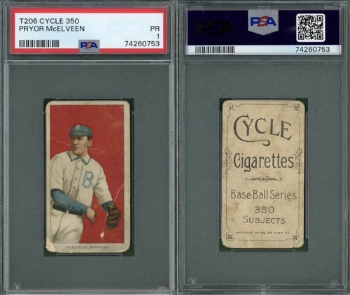 1910 T206 Pryor McElveen Cycle 350 PSA 1 Super Rare Low Pop Off Back | eBay