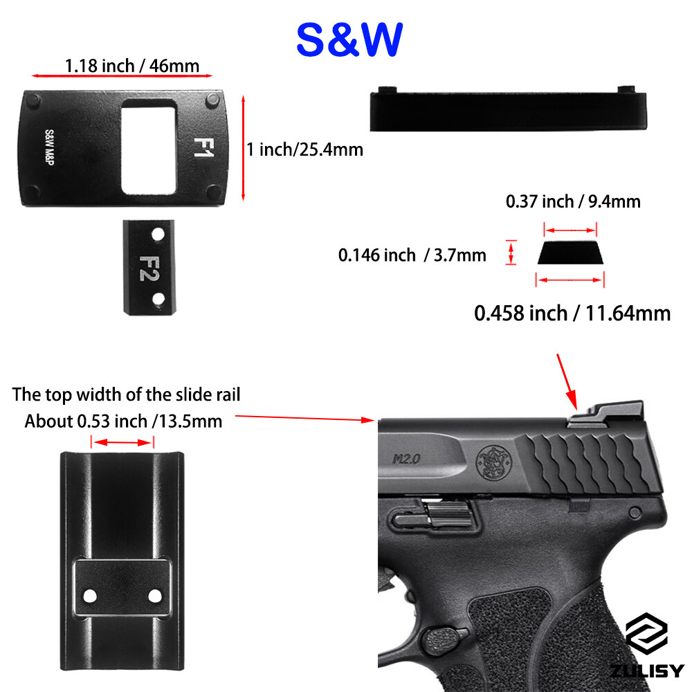Red Dot Sights Adapter Plate Base for S&W M&P Springfield XD Doctor ...