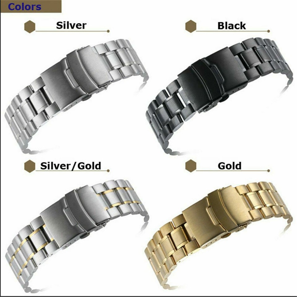 20mm 22mm Curved Ends Stainless Steel Metal Watch Band 18mm 24mm Link ...