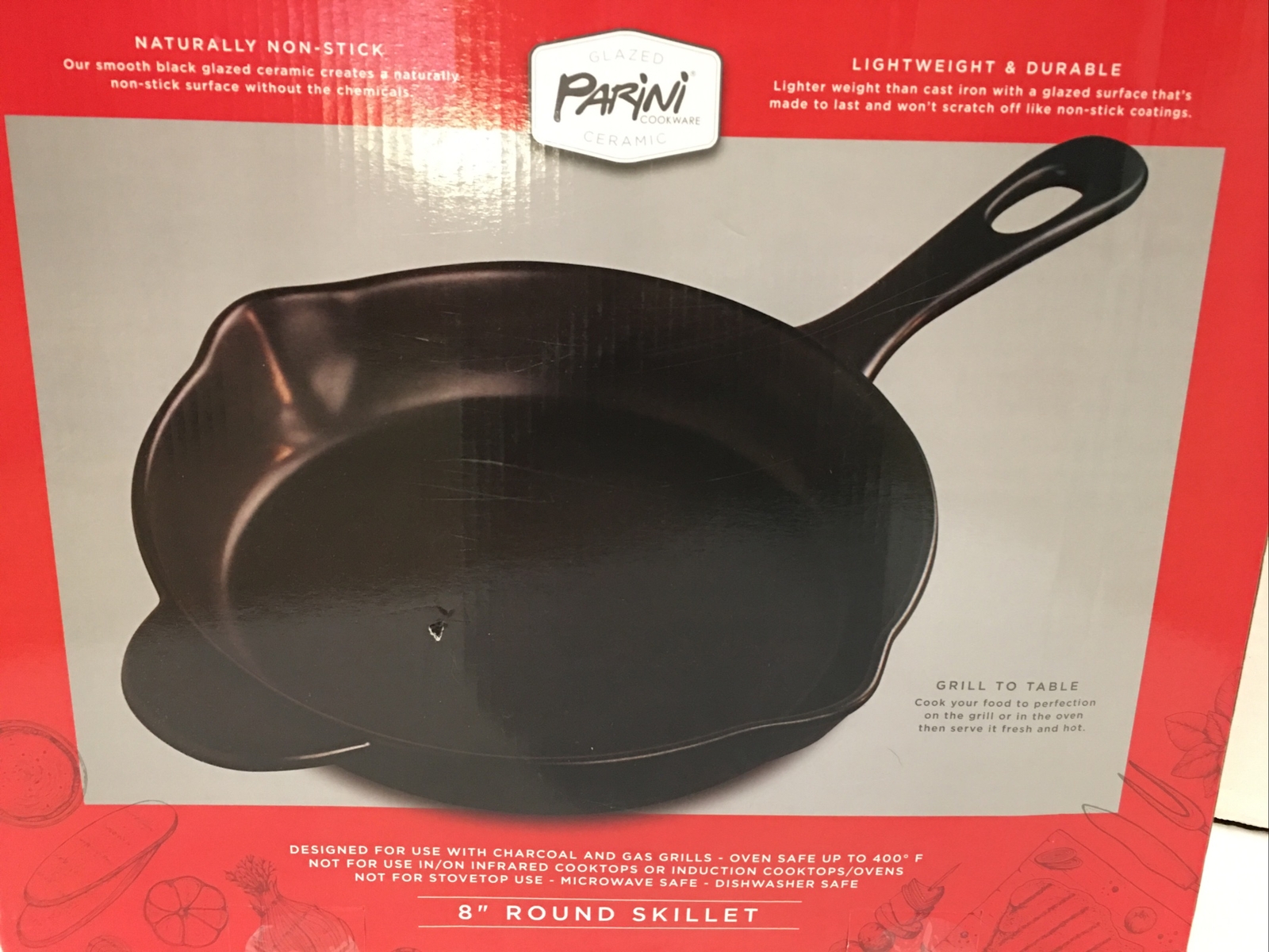 New in Opened Box*Parini Ceramic Cookware for the Grill*8” Round ...