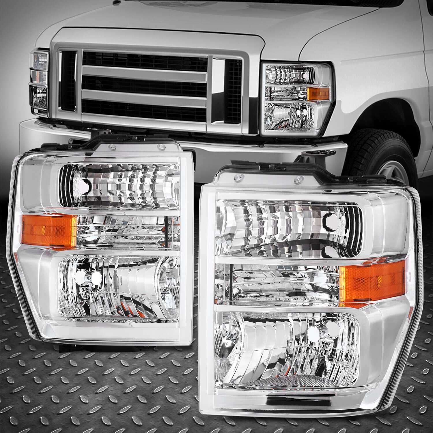 For 08-14 Ford E150 E250 E350 E450 Super Duty F650 F750 Headlight Lamps ...