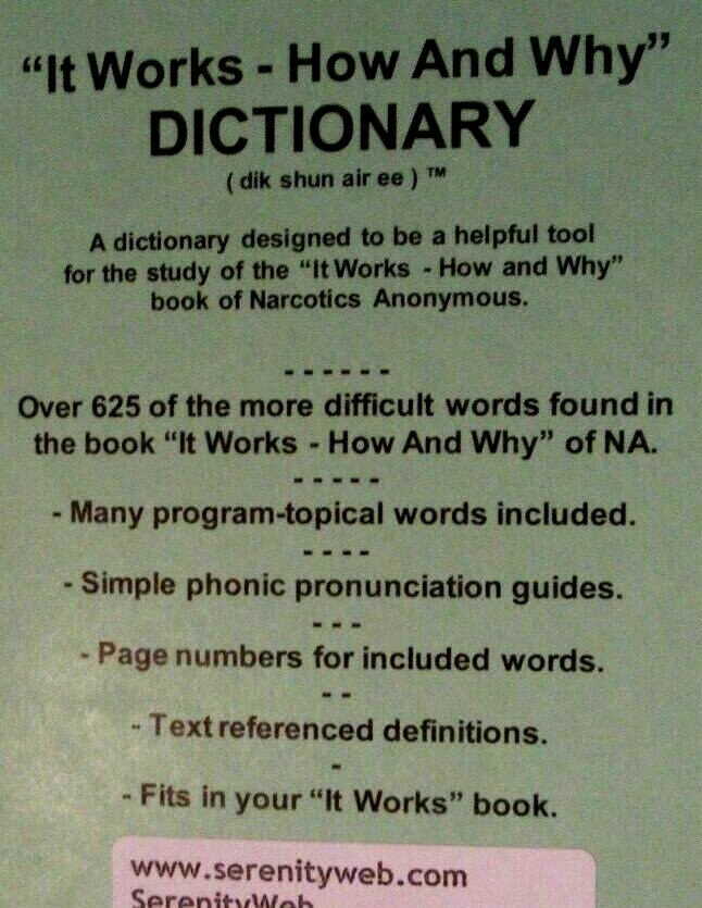 Narcotics Anonymous NA It Works How & Why Dictionary and Concordance ...