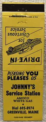 Vintage Matchbook Cover! Johnny’s Service Station! Greenville, Maine ...