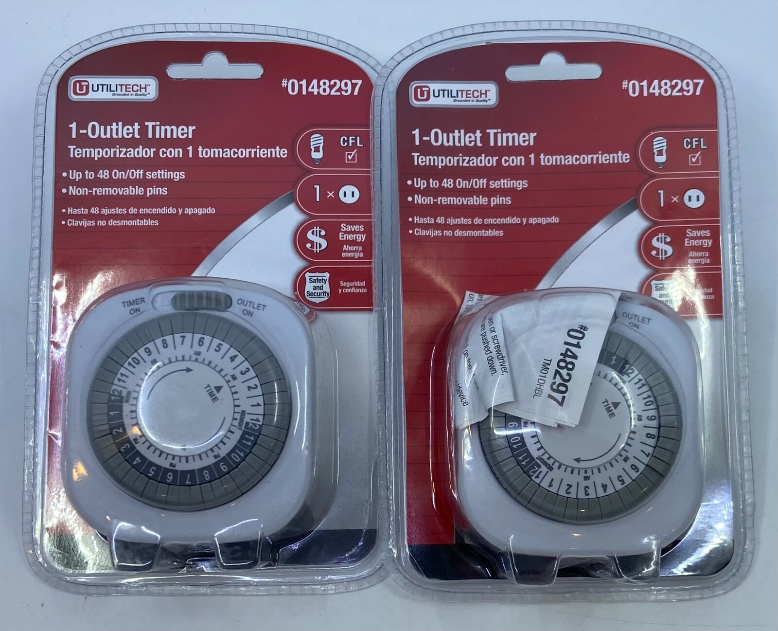 Lot of 2 Utilitech Indoor Manual Outlet Timer 15 Amp 1 Outlet #0148297 ...