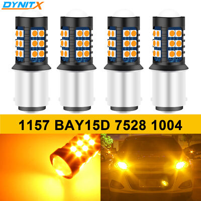 4x LED 1157 1157NA 2357 2057 Amber 3000K LED Turn Signal Indicator ...