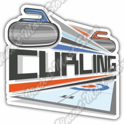 Curling Broom Player Stone Slide Ice Winter Car Bumper Vinyl Sticker ...