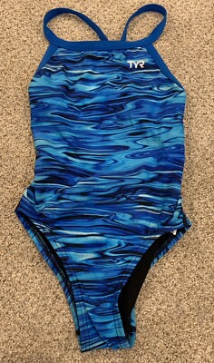 TYR Girls Blue Competition Swimsuit Size 22 | eBay