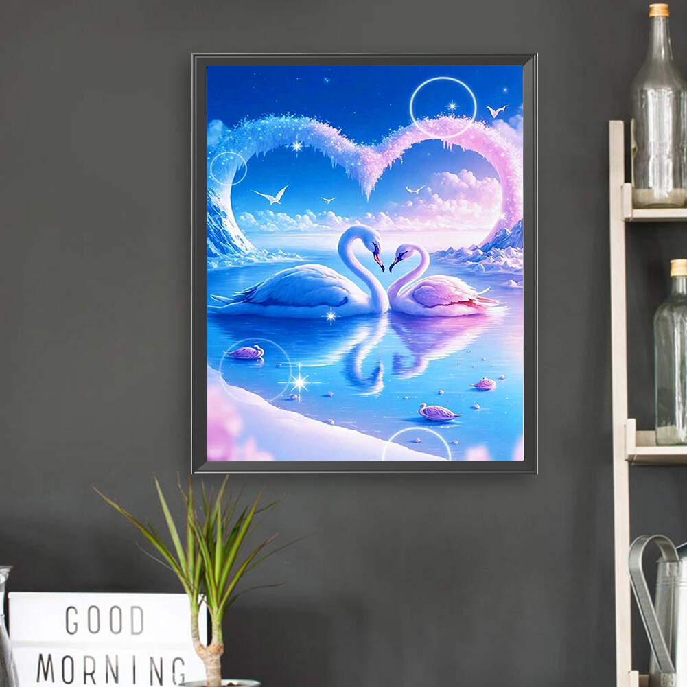 Paint By Numbers Kit On Canvas DIY Oil Art Heart Swan Couple Wall Decor ...