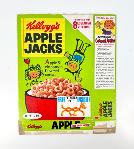 RARE Vintage 1971 Kellogg's Apple Jacks Cereal Box Stretch Pet Toy ...