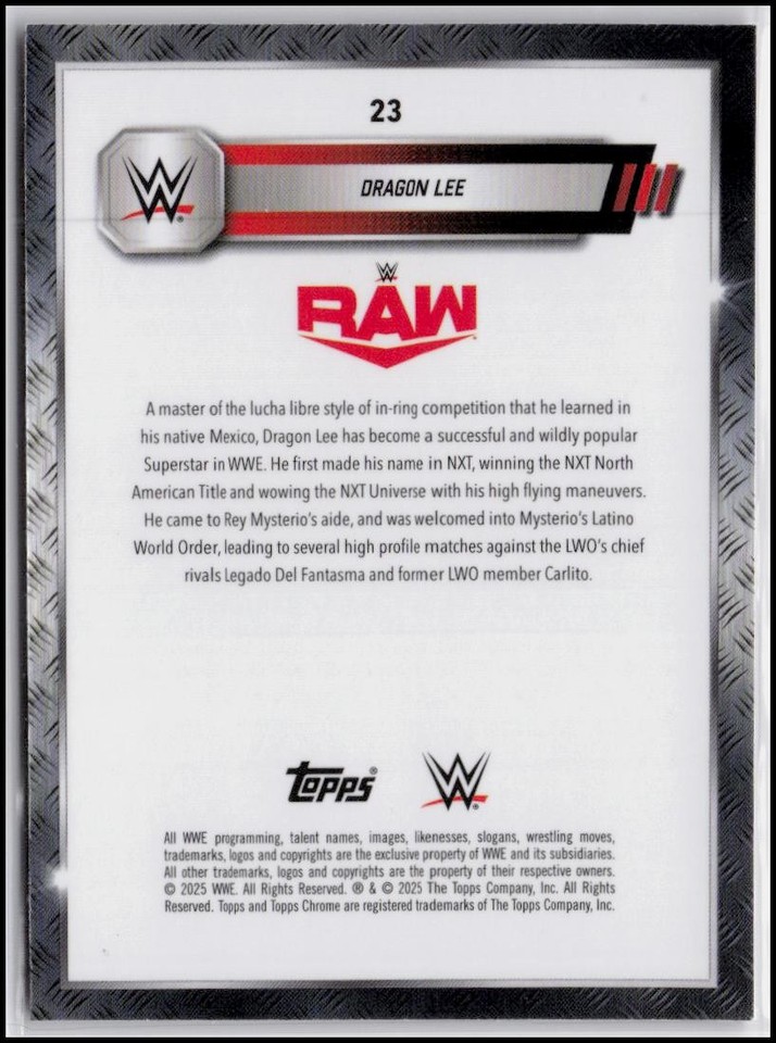 2025 Topps Chrome WWE #23 Dragon Lee Pink Shimmer Refractor | eBay