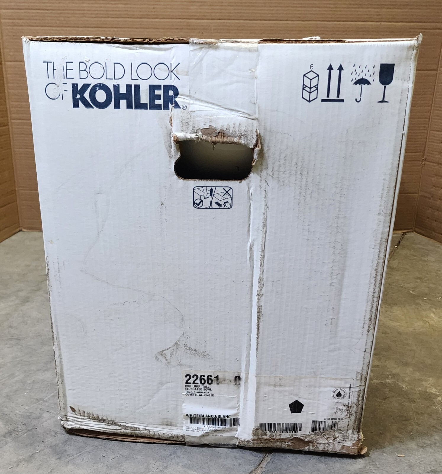 KOHLER 22661-0 Highline Tall Elongated Toilet Bowl, 1-1/2" Taller Seat ...