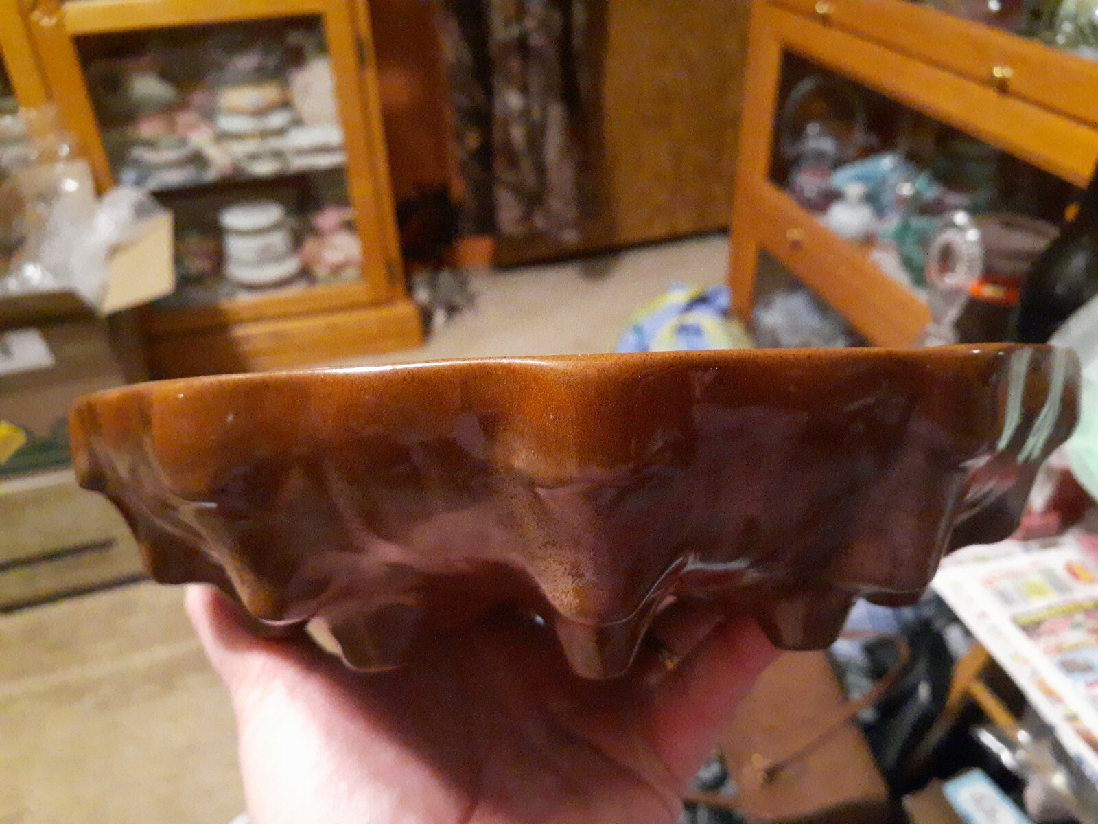 Rare FRANKOMA red clay CACTUS #203 bowl BROWN 12 feet 1955 -1976 9 1/2 ...