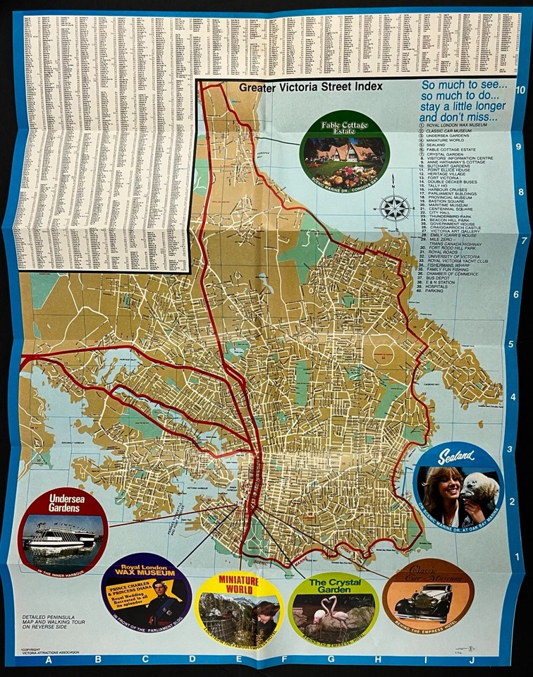1970s/80s Victoria British Columbia Tourist Walking Map Vintage Travel ...