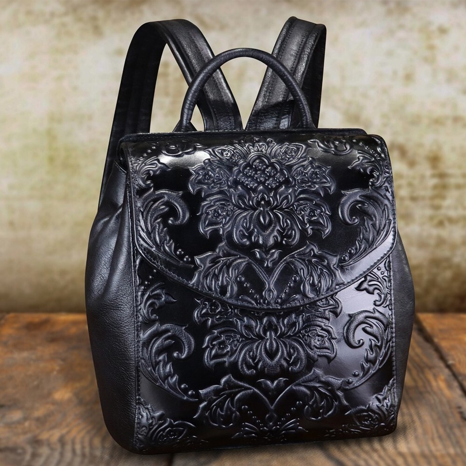 Genuine Leather Satchel for Women Purse Embossed Printing Crossbody ...