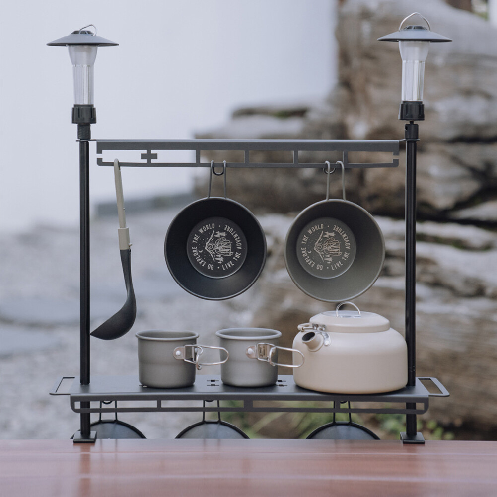 Camping Foldable Storage Rack 2 Tier Tabletop Rack Detachable for ...