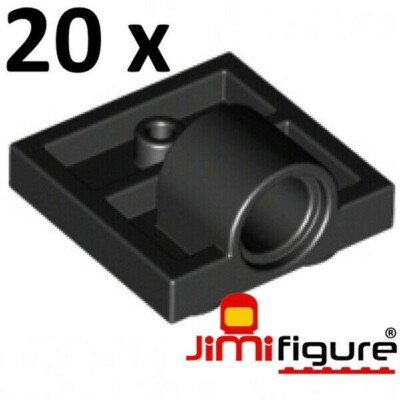 NEW 20 x LEGO 2x2 Modified Plate with Pin Hole on Bottom Black 10247 ...