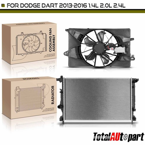 2x New Radiator & Cooling Fan Assembly Kit for Dodge Dart 2013 2014 ...