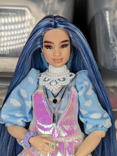 OOAK Custom Reroot Barbie Extra Doll #2 Curvy Long Blue Purple Saran ...