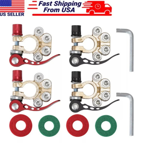 4pcs Car Battery Terminal Connector 4 Way Positive Negative Pole Quick ...