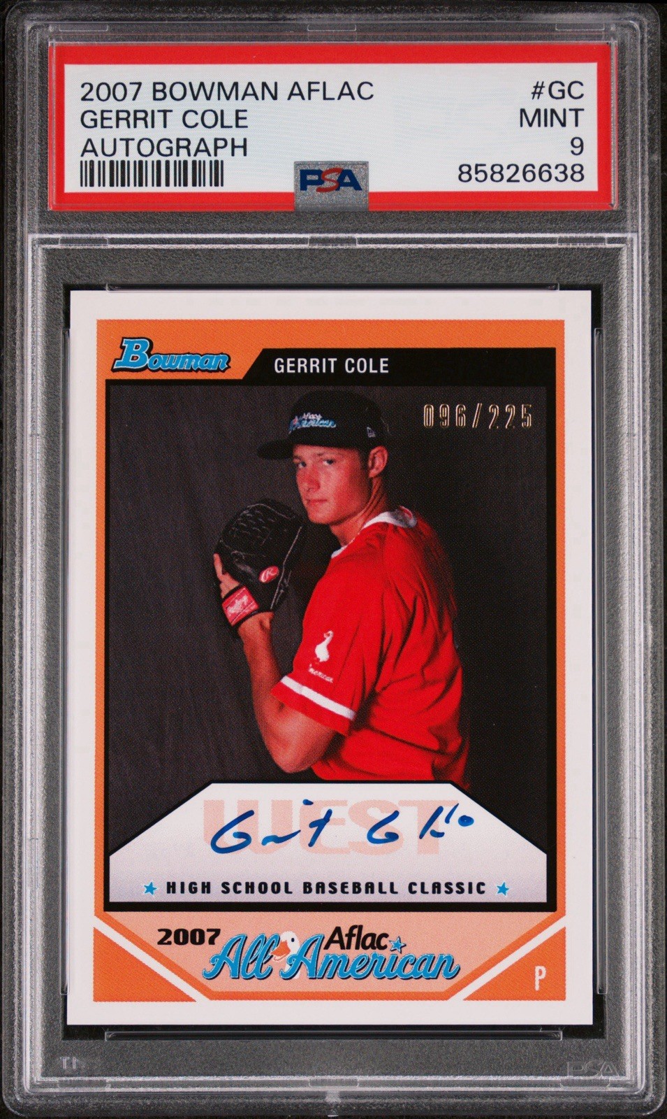 2007 Bowman AFLAC Gerrit Cole Autograph 096/225 PSA 9 | eBay
