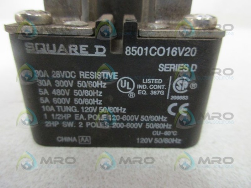 SQUARE D 8501CO16V20 RELAY UNMP | eBay