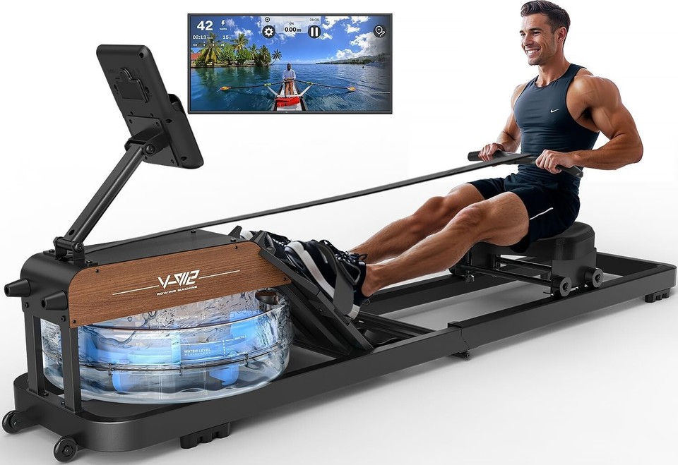 VOWVIT Rowing Machine for Home Gym, Rower Machines with 6-level Water ...