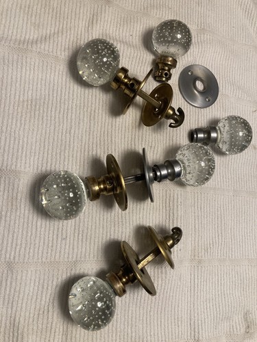 Vintage Door Lock Parts W/ 6 Blown Glass Knobs | eBay