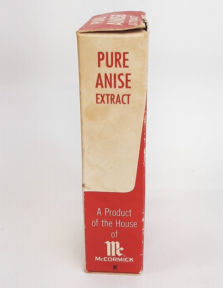 VINTAGE McCORMICK PURE ANISE EXTRACT 1 FL. OZ. BOTTLE W/ ORIGINIAL BOX ...