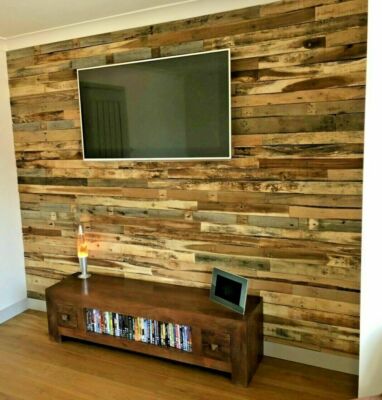 20 m2 Rustic Reclaimed Pallet Wood Wall Cladding Recycled Timber Planks ...