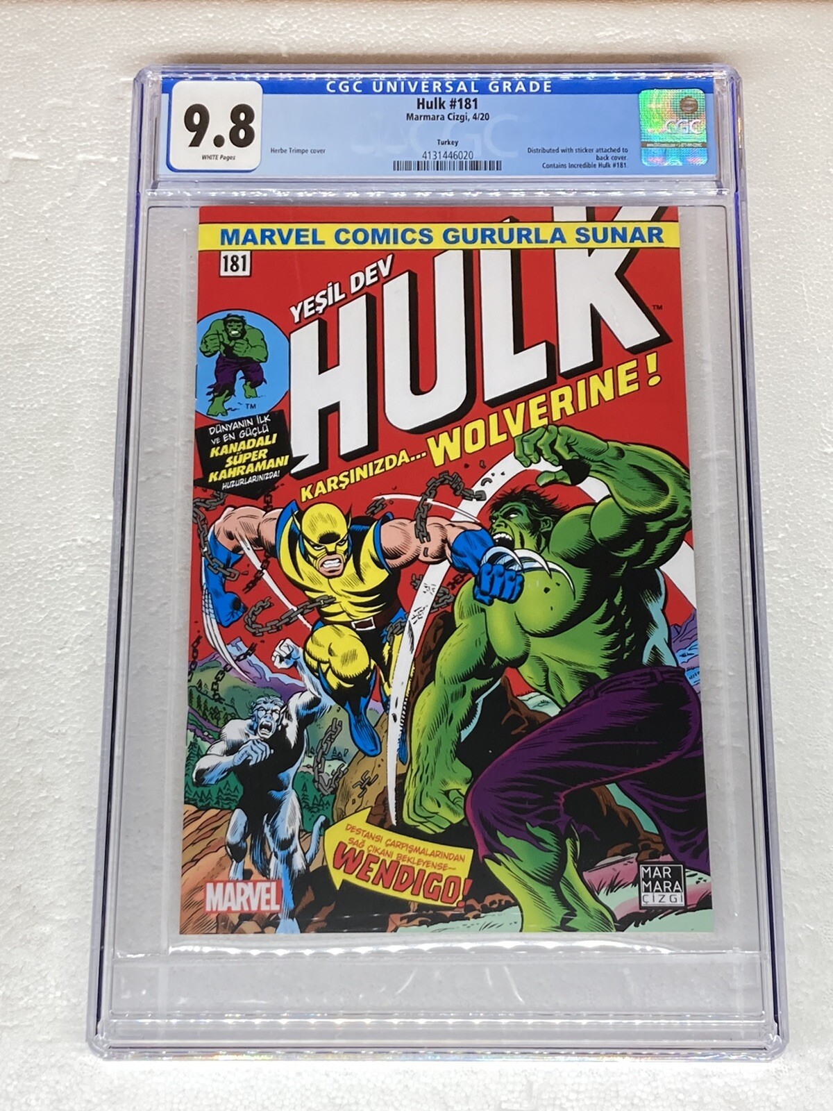 2020 HULK 181 CGC 9.8 MARVEL COMICS TURKEY TURKISH EDITION CIZGI 1st ...