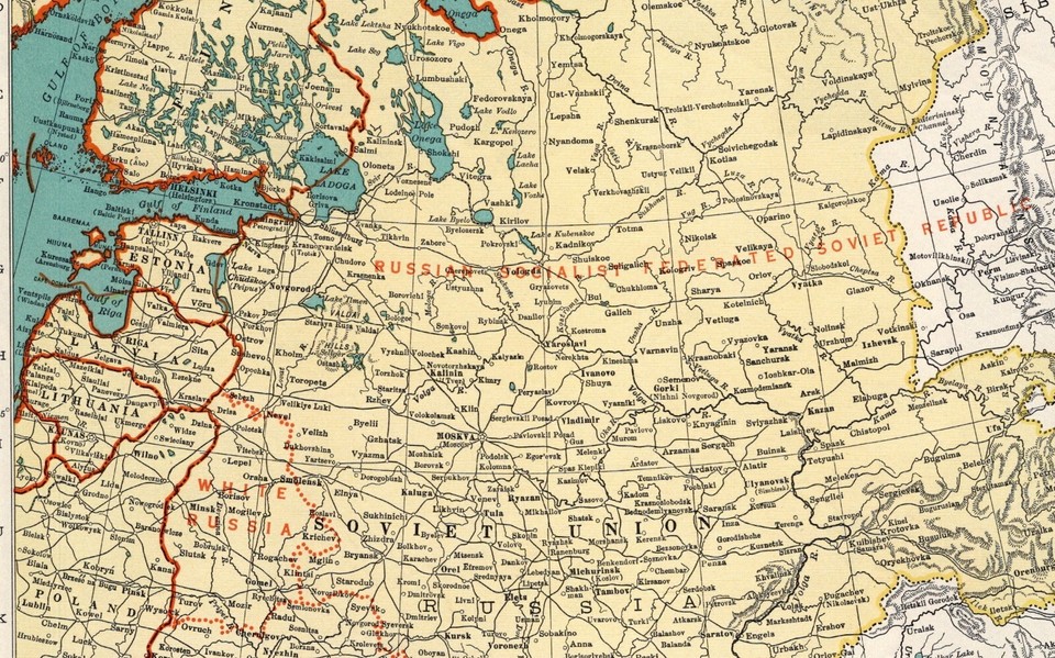 1937 Vintage EASTERN EUROPE Map Soviet Union Ukraine Poland Romania Map ...