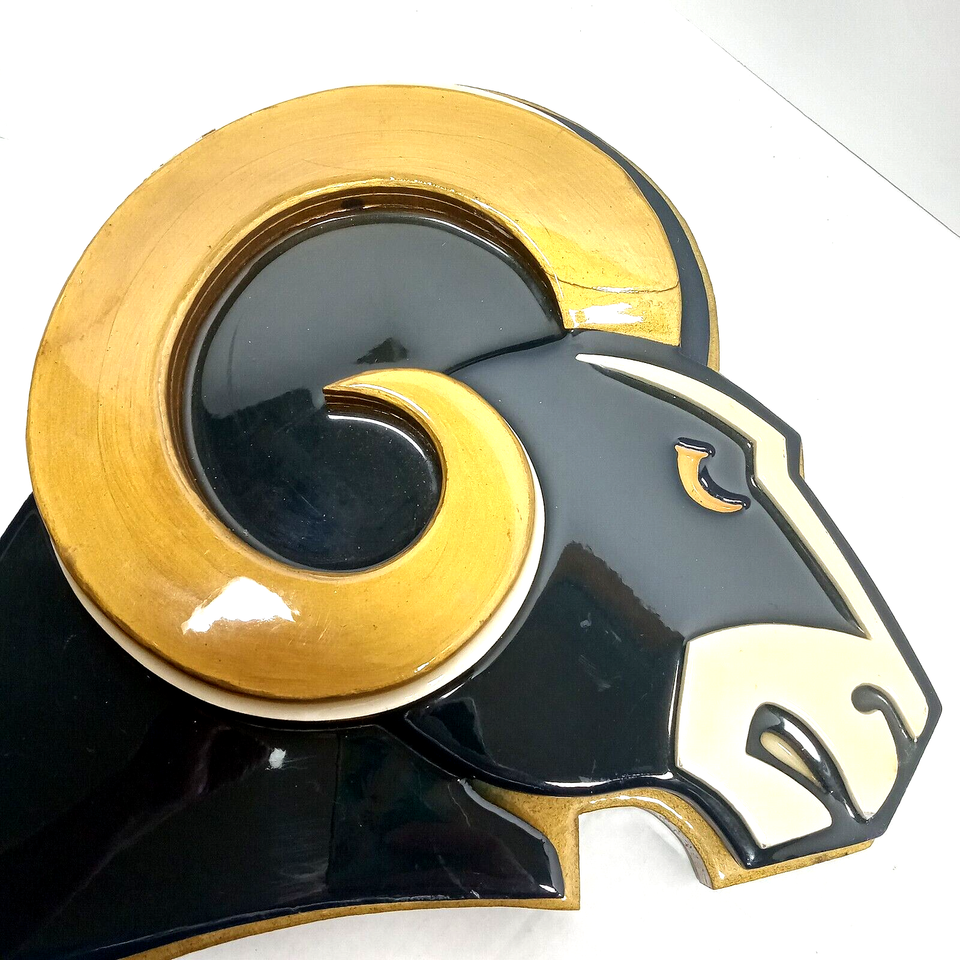 Rare Large LA Rams NFL Wall Hanging Plaque Wood Veneer Man Cave Cabin ...