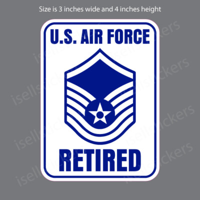 AF-1129 Air Force Retired Master Sergeant Insignia E7 Bumper Sticker ...