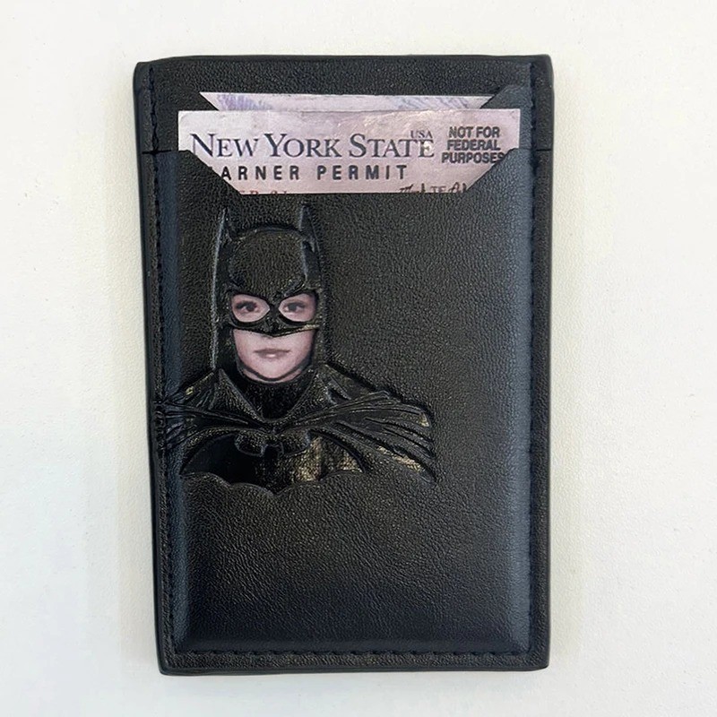 Personalized Leather Bat Wallet Superhero Mask Card Holder Heroic ID ...