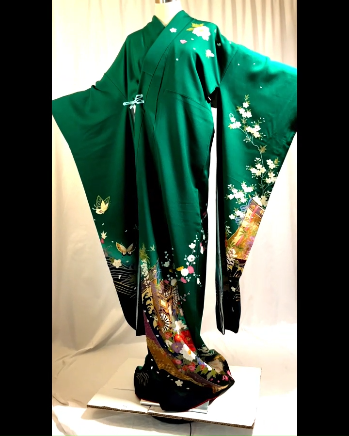 Japanese kimono SILK"FURISODE" Classical Pattern with Court carriage,L5 ...