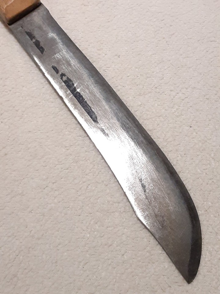 EARLY INVERTED PURINA LOGO CARBON STEEL 7" BLADE BUTCHER KNIFE W WOOD ...