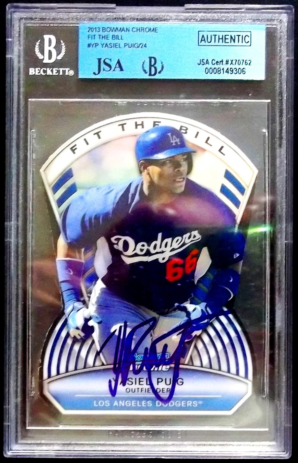 #/99 JSA BGS Rc Yasiel Puig Auto 2013 Chrome Die Cut Rookie Signed ...