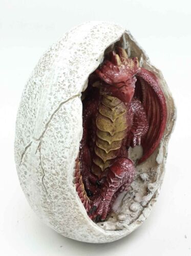 Ancient Mercury Red Dragon Hatchling Breaking Out Of Egg Shell Figurine ...
