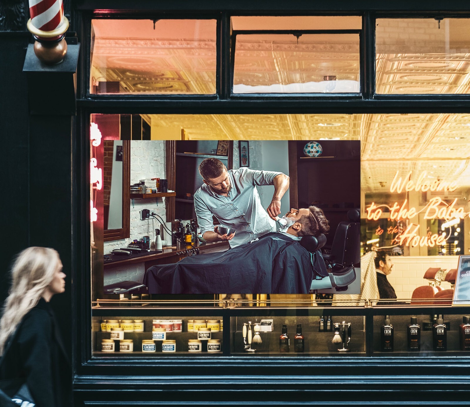 3D Man Hair Cut O721 Barber Shop Window Stickers Vinyl Wallpaper Wall ...