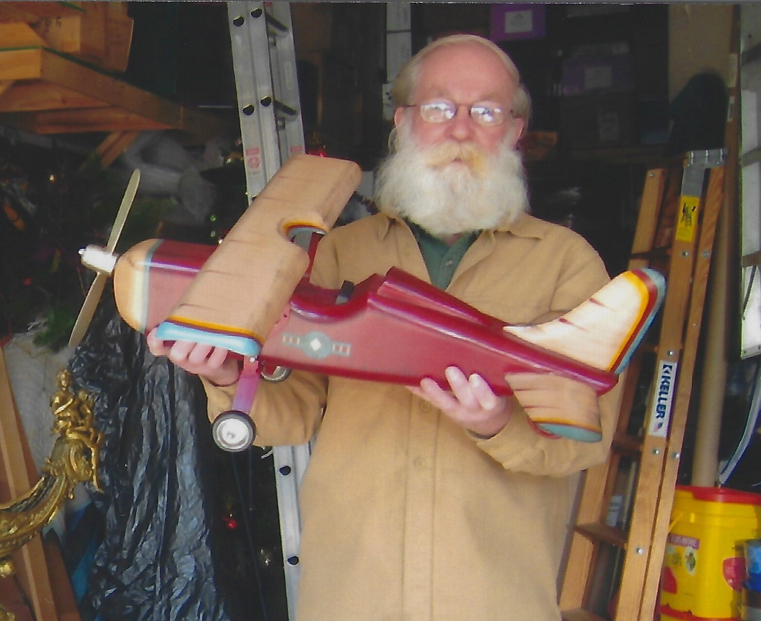 Wooden MONO AIRPLANE Vintage Tailhook Plane Model New Box Primitive ...