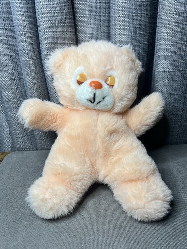 VTG Teddy Bear Plush Peach Closed Eyes Stuffed Animal Toy 1970s 12 Inch ...