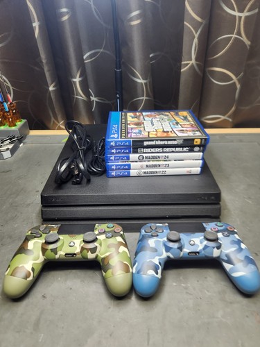 Sony PlayStation 4 Pro 1TB PS4 Black Bundle With Games 2 Controllers ...