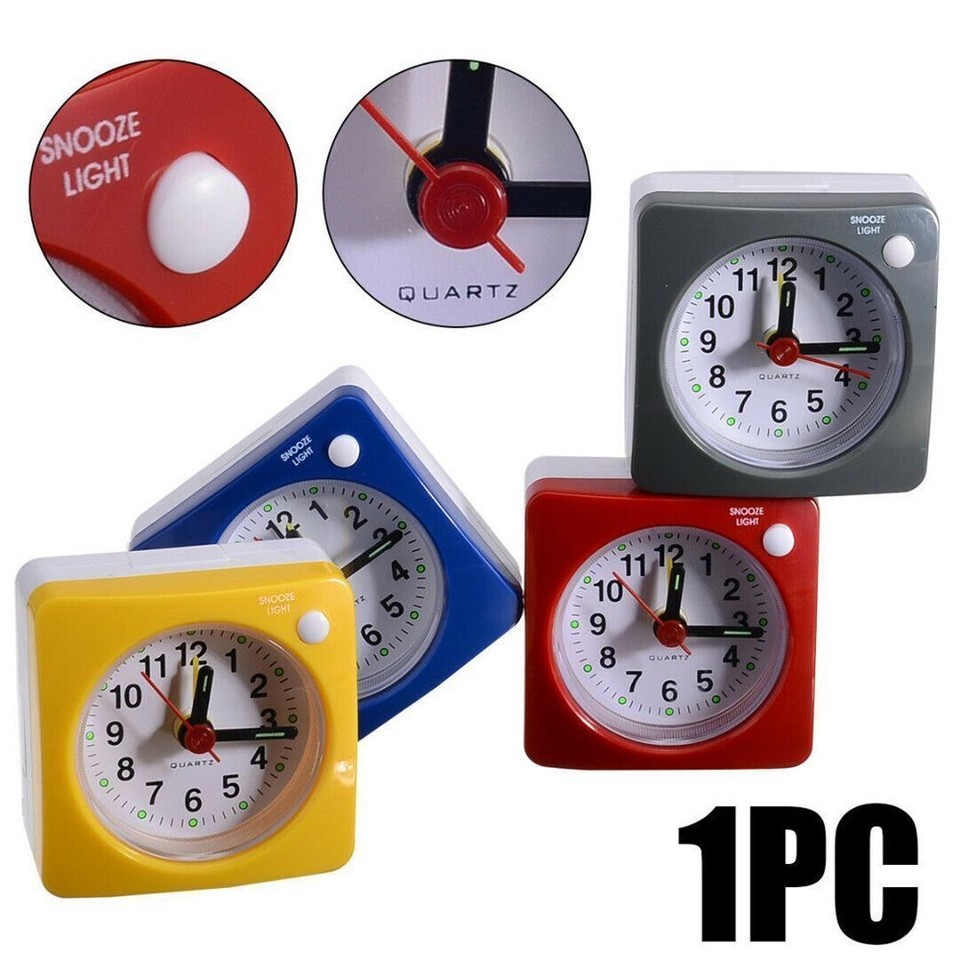 Quartz Alarm Clock With Night Light No Tick Snooze Silent Small Bedside ...