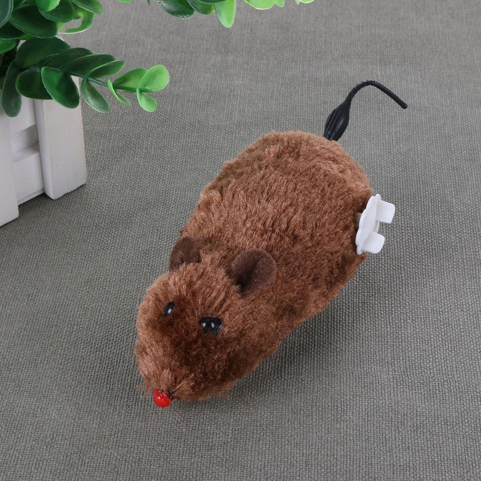 Clockwork Mouse Toy Cat Plush Rat Mechanical Motion Interactive Toy ...