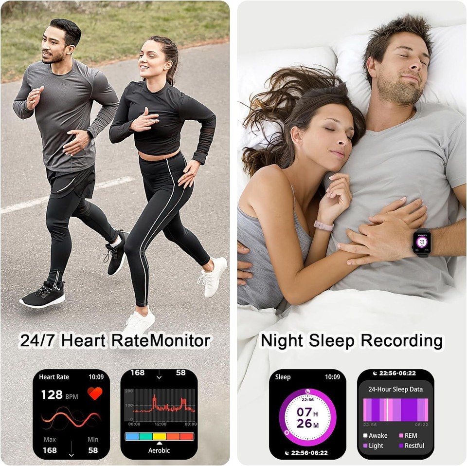 Smart Watch Men Women Fitness Tracker Heart Rate Watches for Android ...