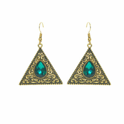 Victorian Finish Triangle Shape Color Stone Dangling Earings for Women ...